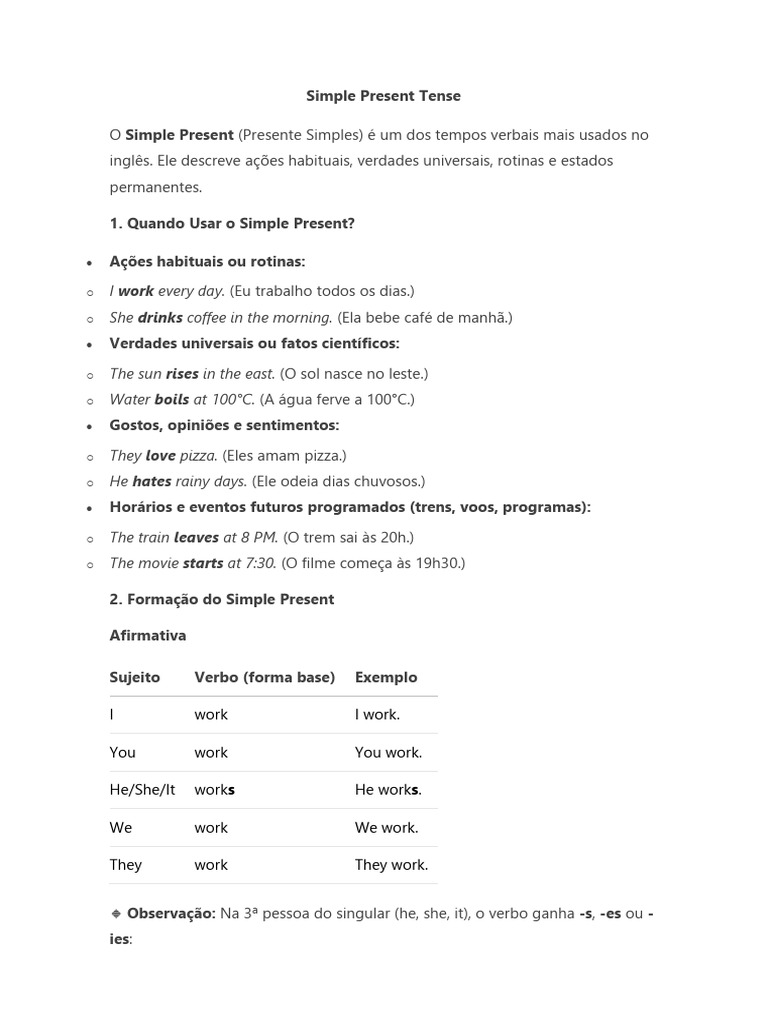 Simple Present - 2 Ano - Inglês - Erikson | PDF | Linguística