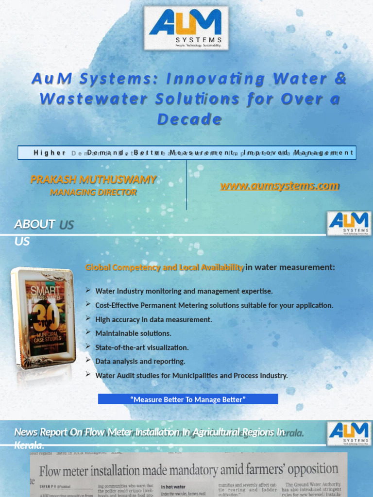 AuM PPT - Irrigation Dept | PDF | Water | Flow Measurement
