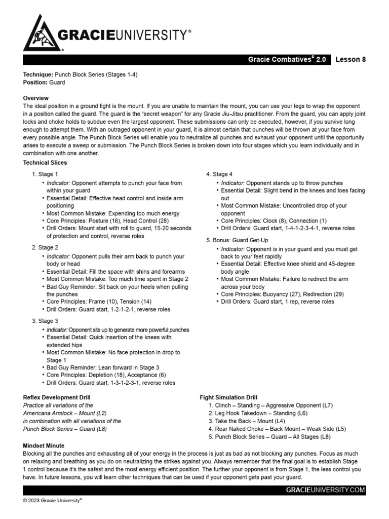 Lesson 8 - Punch Block Series (Stages 1-4) | PDF | Mixed Martial Arts Styles | Grappling