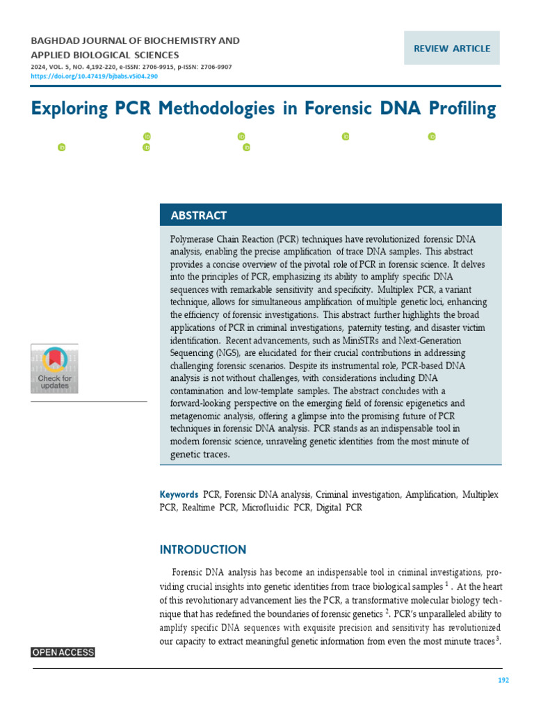 2024-Exploring PCR Methodologies in Forensic DNA Profiling-Pcr ...