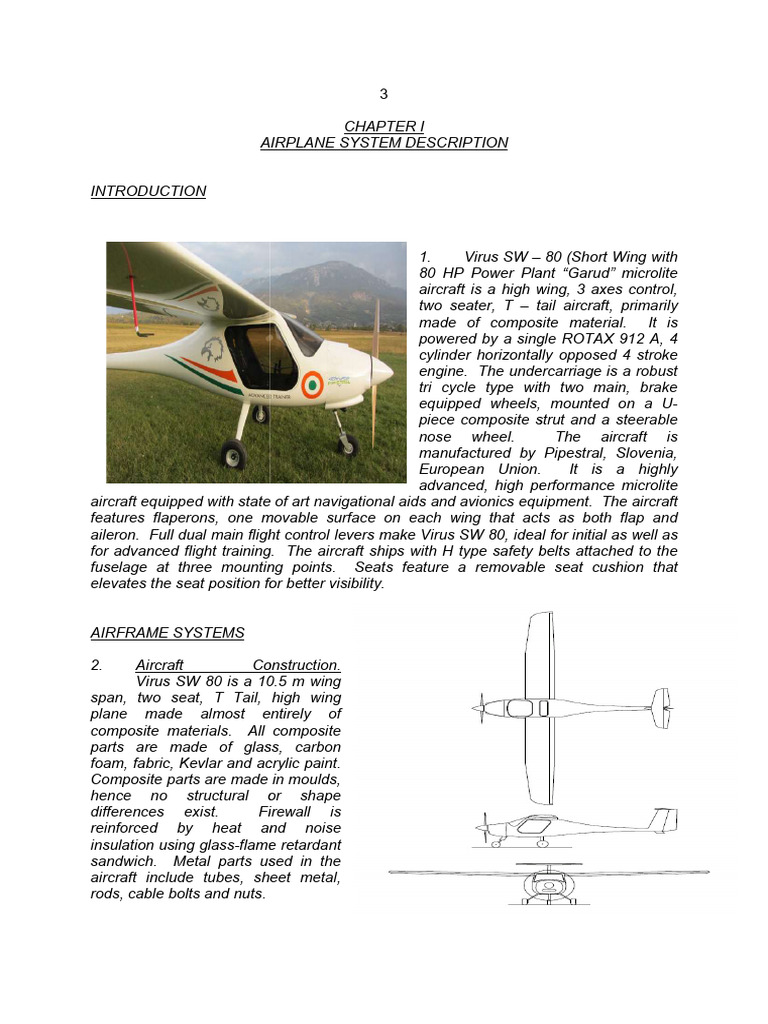 Virus SW 80 Aircraft System Overview | PDF | Landing Gear | Flight ...