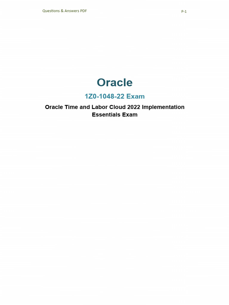 Oracle Time and Labor Cloud Exam Q&A | PDF | Payroll | Parameter ...