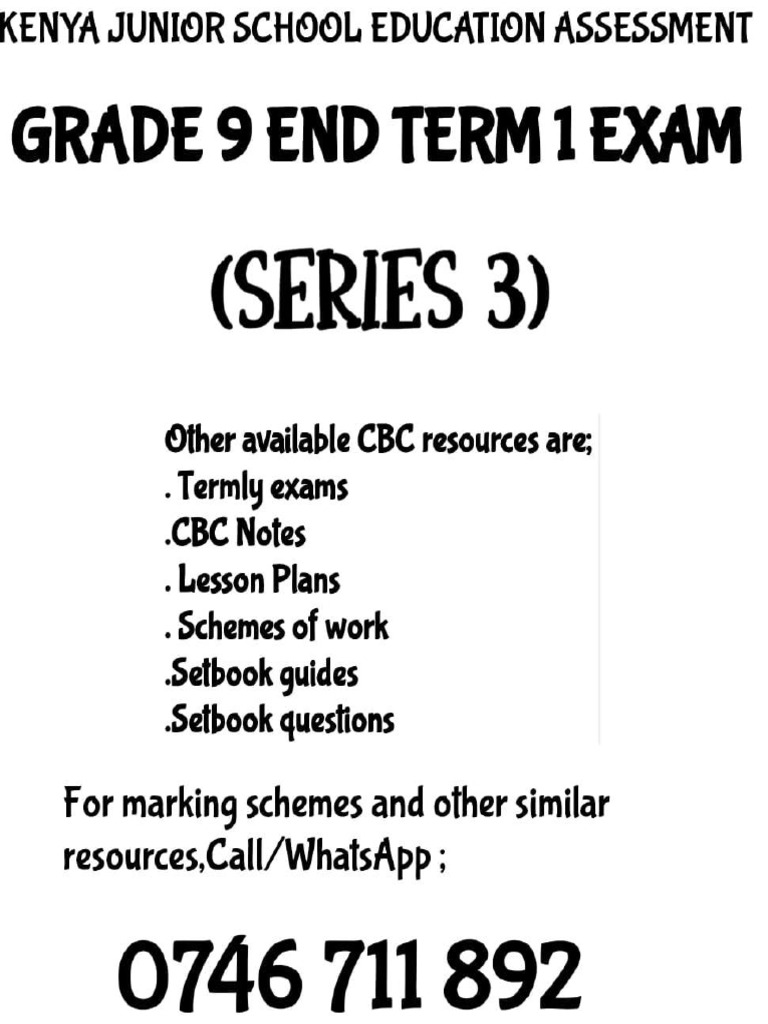 g9 Et1 s3 Exam Junior School End Term Assessment 2025 | PDF