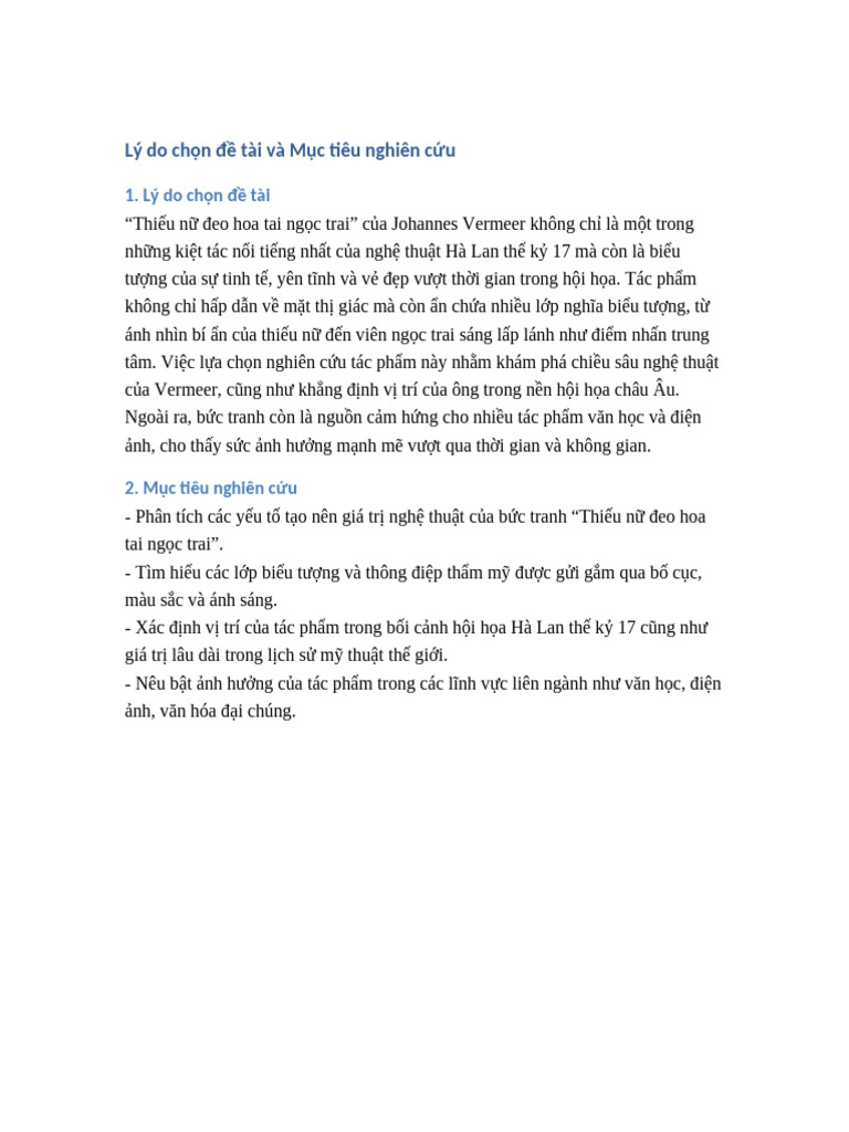 Ly Do Va Muc Tieu Tieu Luan Vermeer | PDF