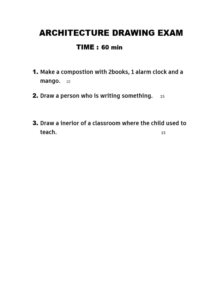 Architecture Drawing Exam Tasks | PDF