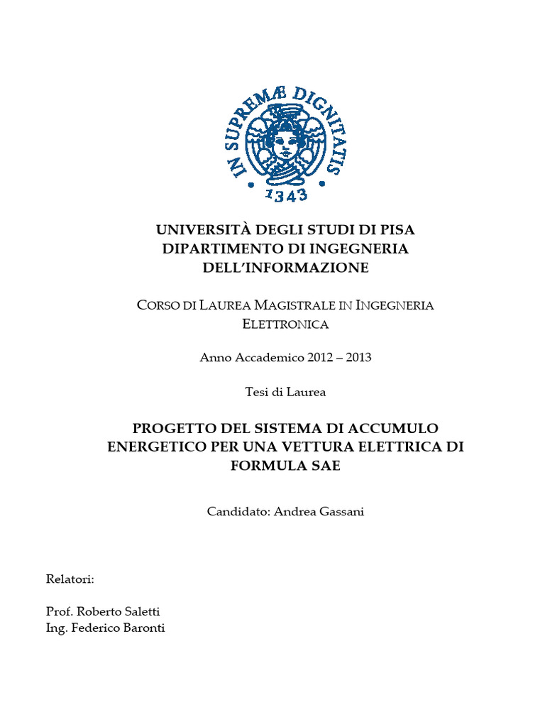 Tesi Overview | PDF | Lithium Ion Battery | Electric Motor