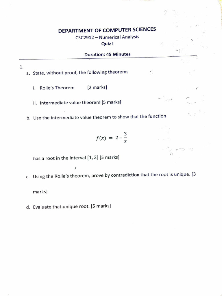 Numerical Analysis Quiz 1 Pdf
