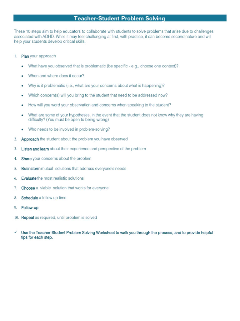 Teacher Student Problem Solving | PDF | Psychology | Behavioural Sciences