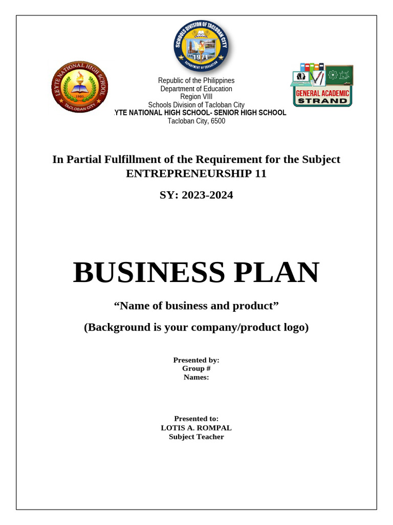 Coverpage For Entrep Business Plan | PDF