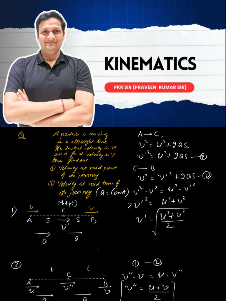 Kinematics - L-05 (Class Notes) - 1D Motion With Constant Acceleration ...
