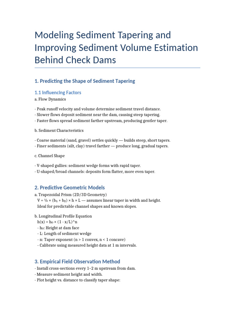 Sediment Tapering Modeling Techniques | PDF | Sediment | Deposition ...