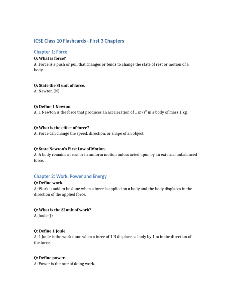 ICSE Class10 Flashcards | PDF