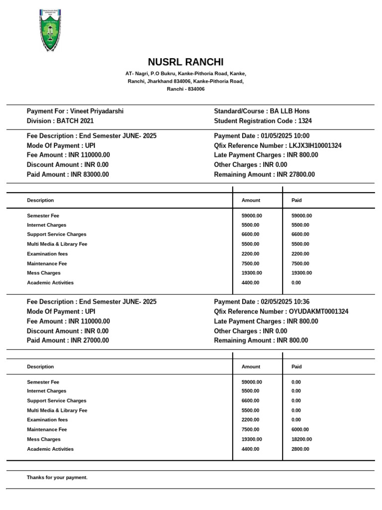 Qfix Payment Consolidated Fee Receipt | PDF | Marketing | Pricing