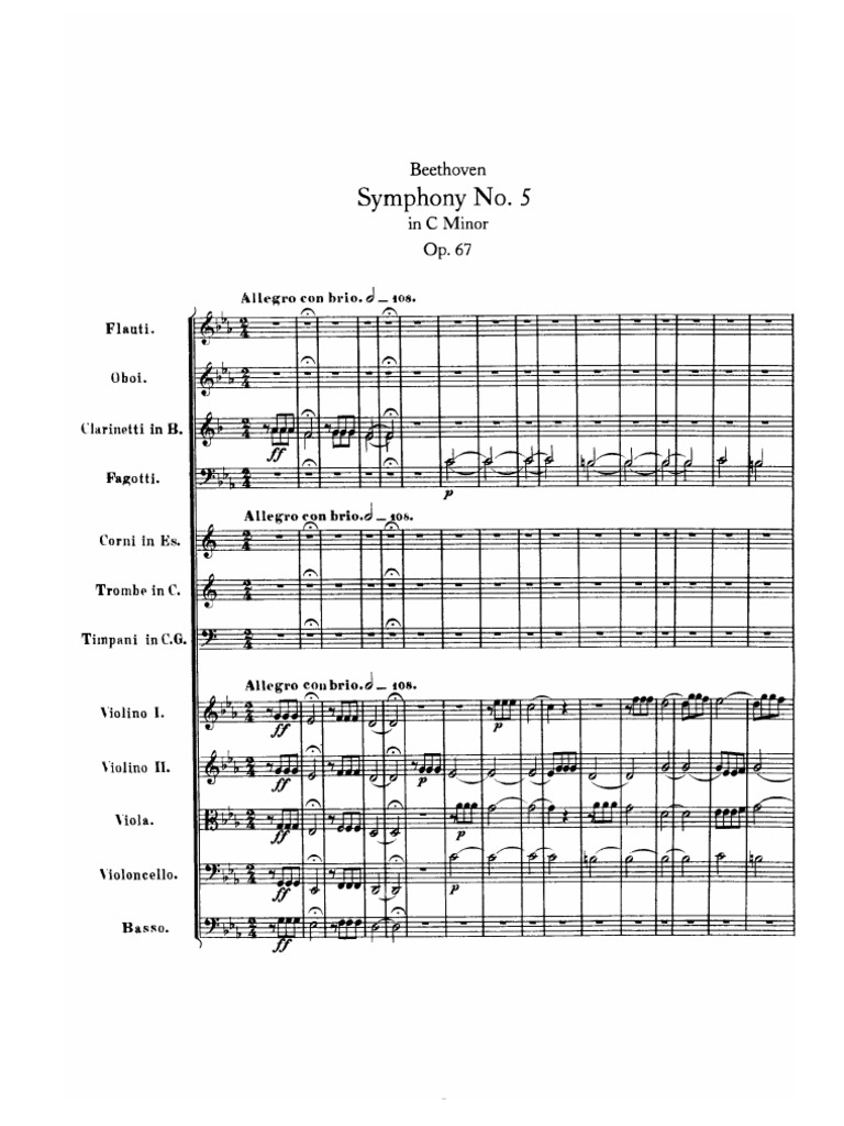 Beethoven - Symphony 5 in C Minor, Op 67 Complete Orchestral Score ...