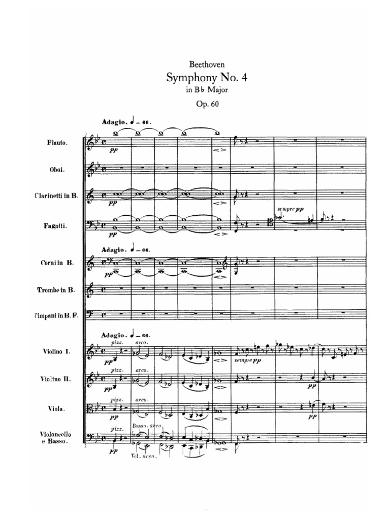 Beethoven - Symphony 4 in BB Major, Op 60 Complete Orchestral Score ...