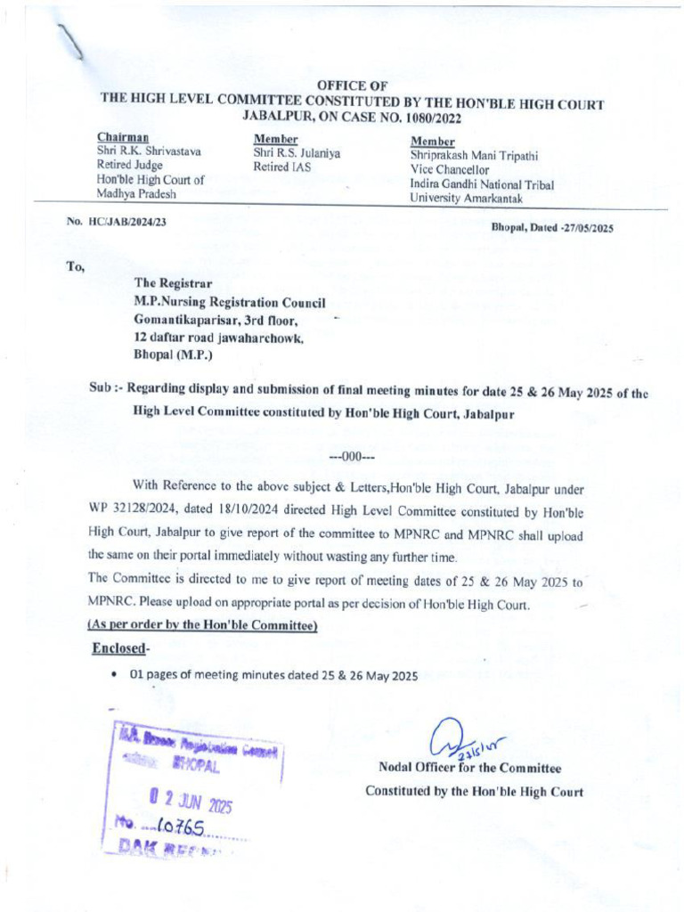 Court Committee MOM 15 TH May 25 May 2025 | PDF