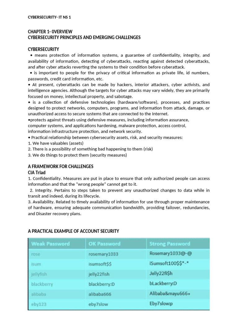 CybersecurityReviewerchap 1-3 | PDF | Security | Computer Security