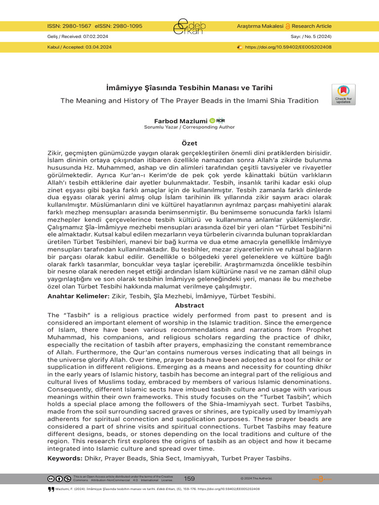 The Meaning and History of The Prayer Beads in The Imami Shia Tradition | PDF