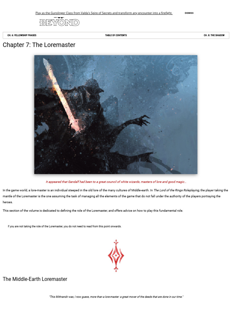 The Loremaster - The Lord of The Rings Roleplaying - Dungeons & Dragons ...