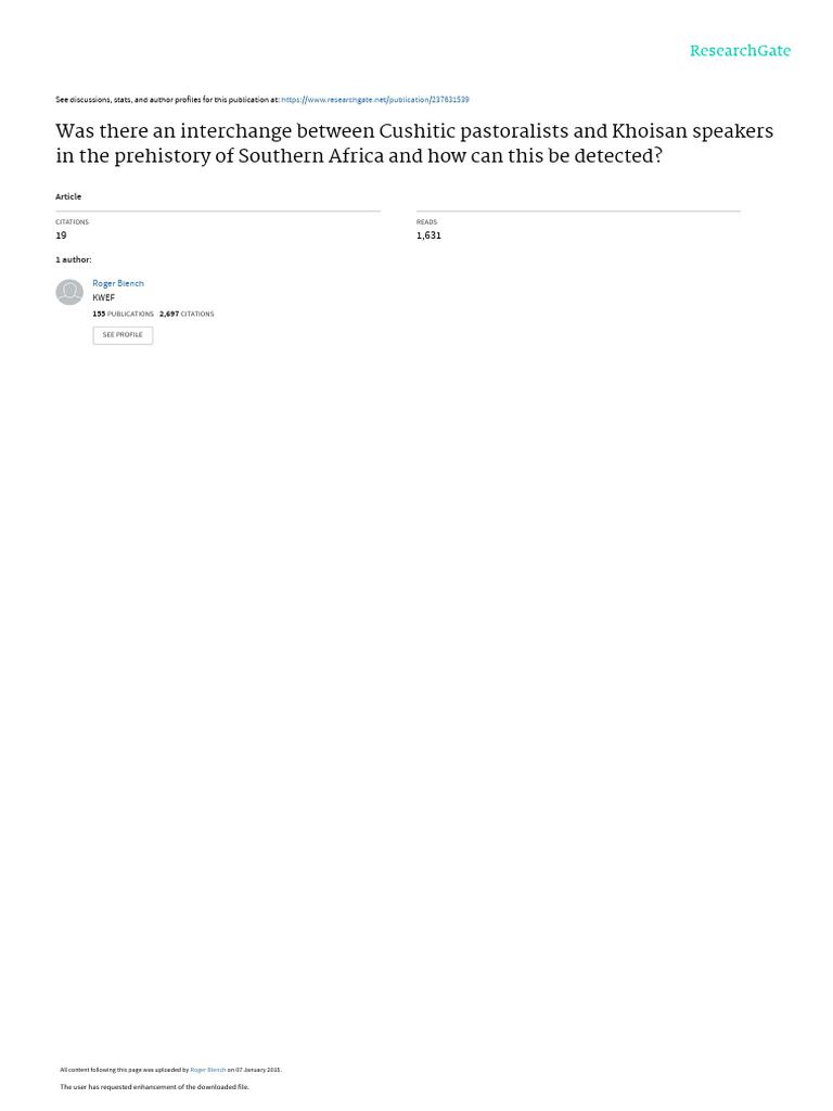 Was There An Interchange Between Cushitic Pastoral | PDF | Language ...