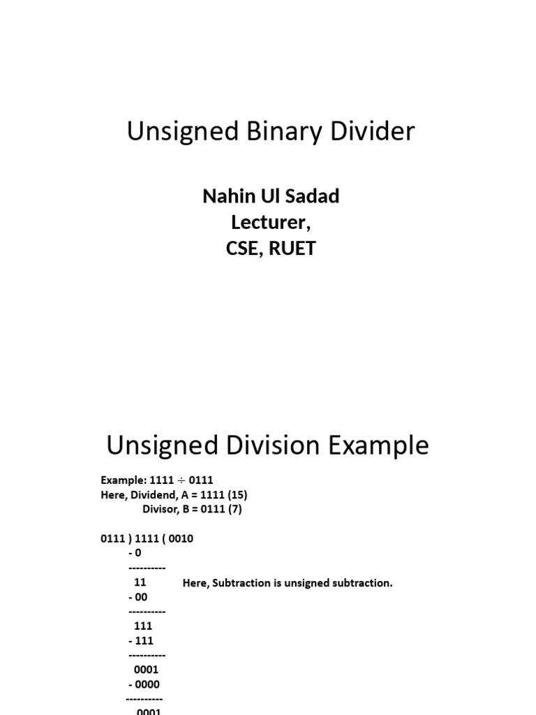 ALU 4 - Unsigned Divider v2 | PDF | Division (Mathematics) | Computer Engineering