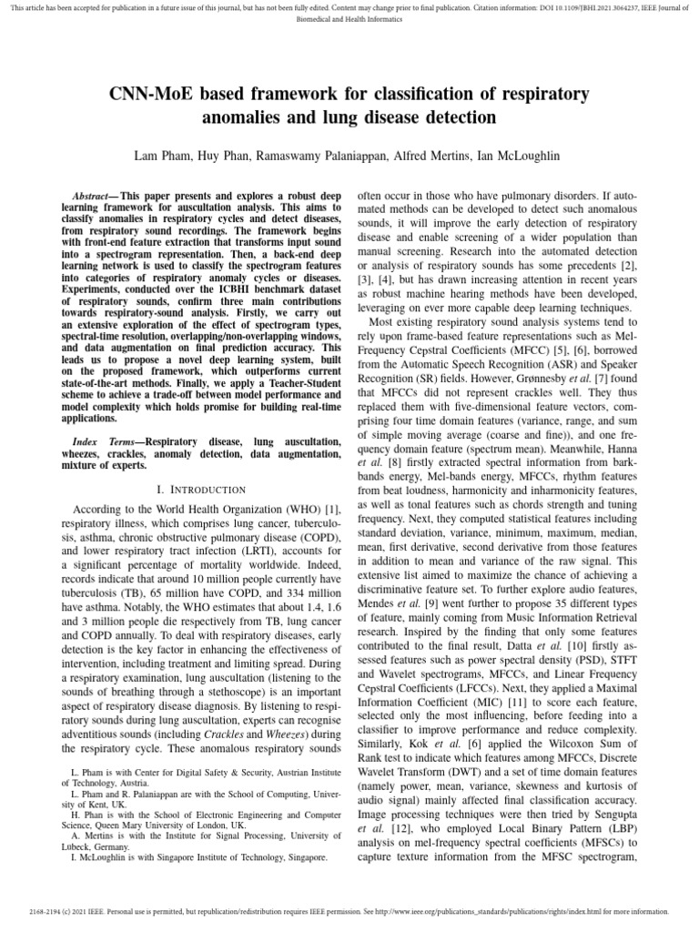 CNN-MoE Based Framework For Classification of Respiratory Anomalies and ...