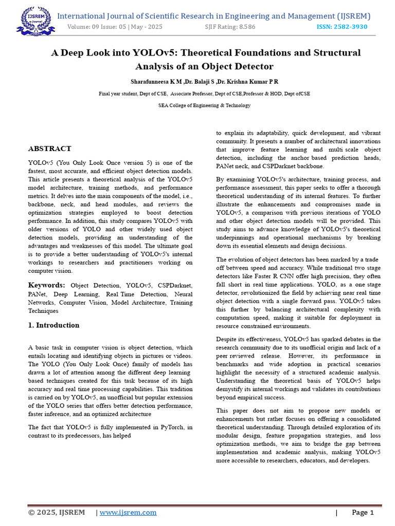 A Deep Look Into YOLOv5 Theoretical Foundations and Structural Analysis of An Object Detector ...