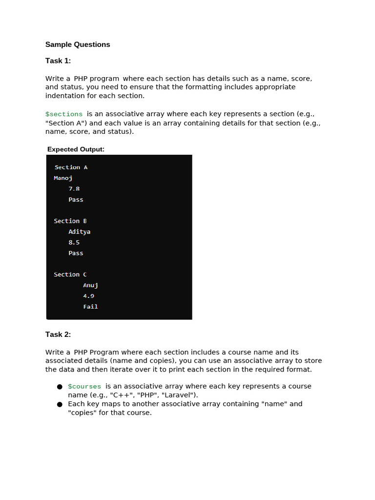 Sample QuestionsforCA | PDF | Control Flow | Php