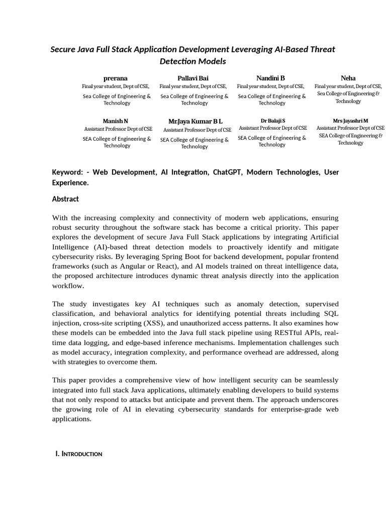 Secure Java Full Stack Application Development Leveraging Ai Based
