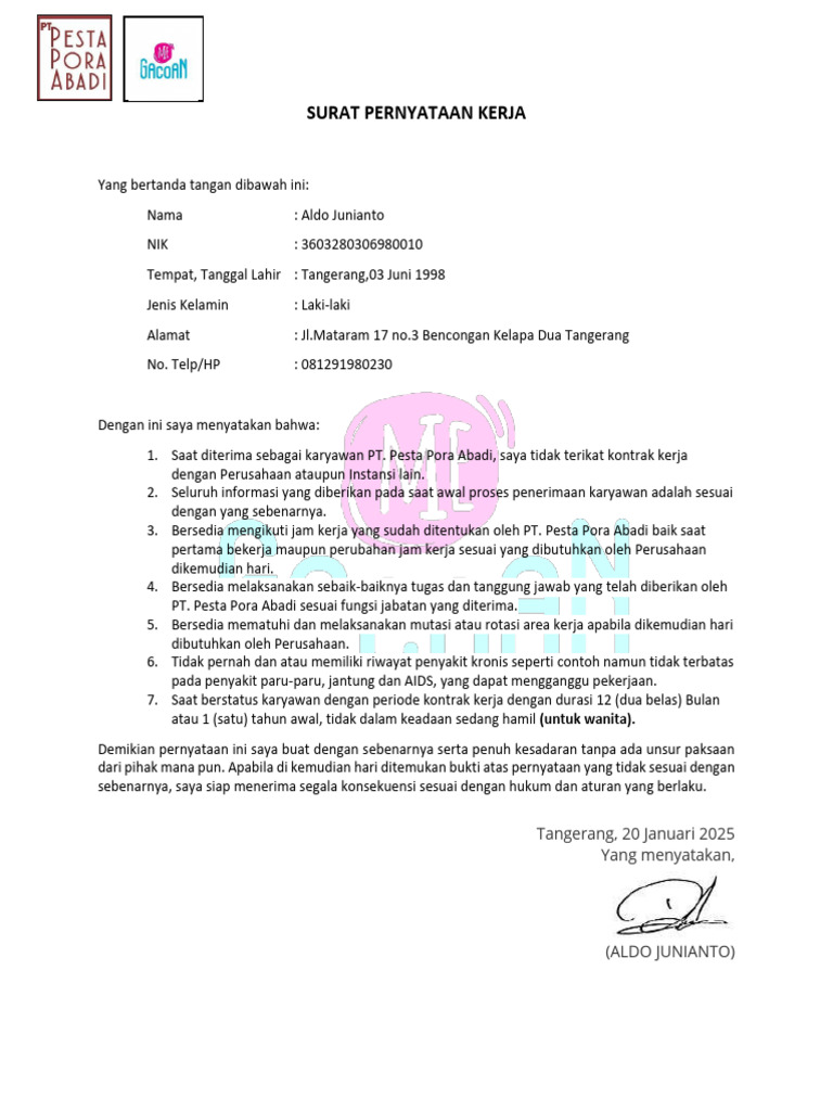 Cv Aldo Junianto Gacoan | PDF