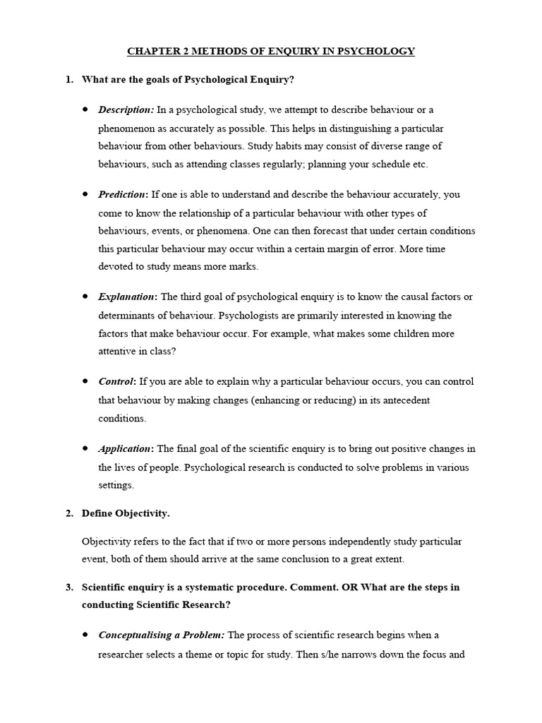Methods of Enquiry in Psychology | PDF | Experiment | Survey Methodology
