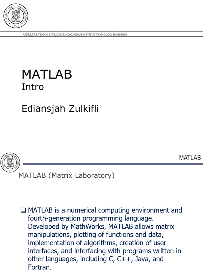 M10-MATLABIntro | PDF | Matlab | Computer Programming