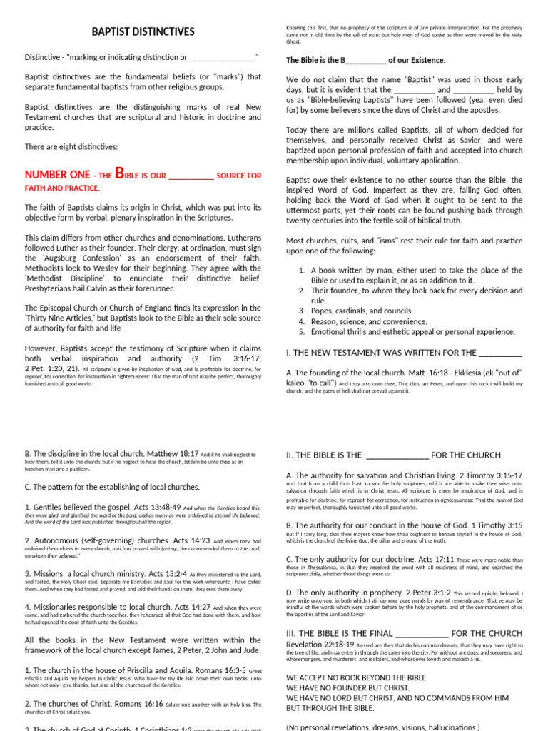 Key Baptist Distinctives Explained | PDF | Baptism | Christian Church
