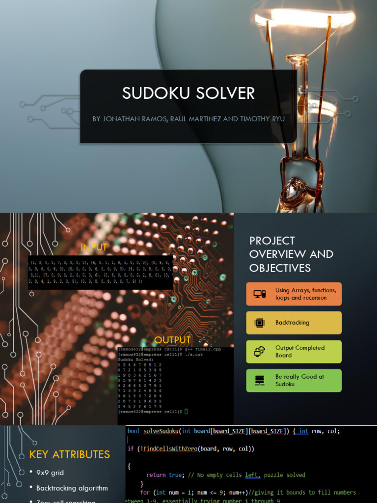 Sudoku Solver: by Jonathan Ramos, Raul Martinez and Timothy Ryu | PDF