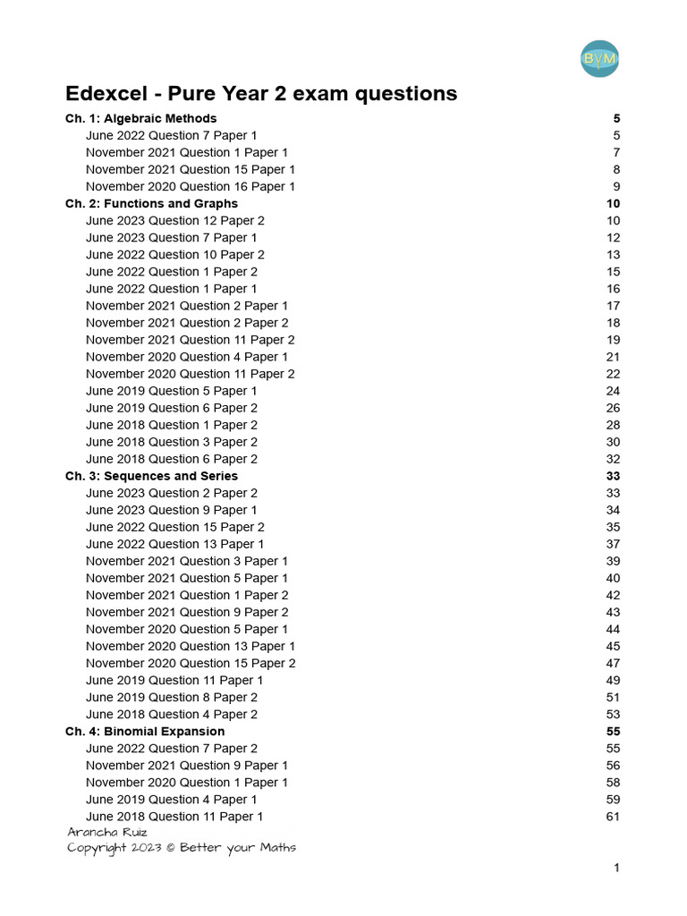 Edexcel Pure Year 2 Exam Questions | PDF | Trigonometry | Mathematical Concepts