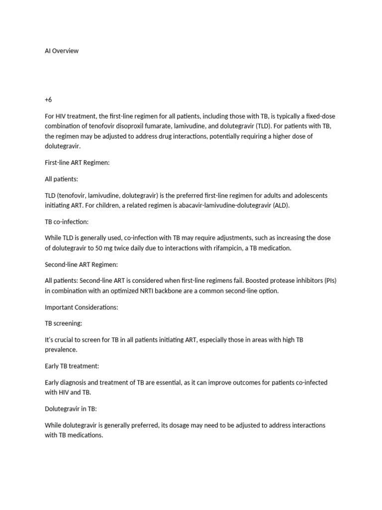 TLD Regimen for HIV and TB Co-Infection | PDF