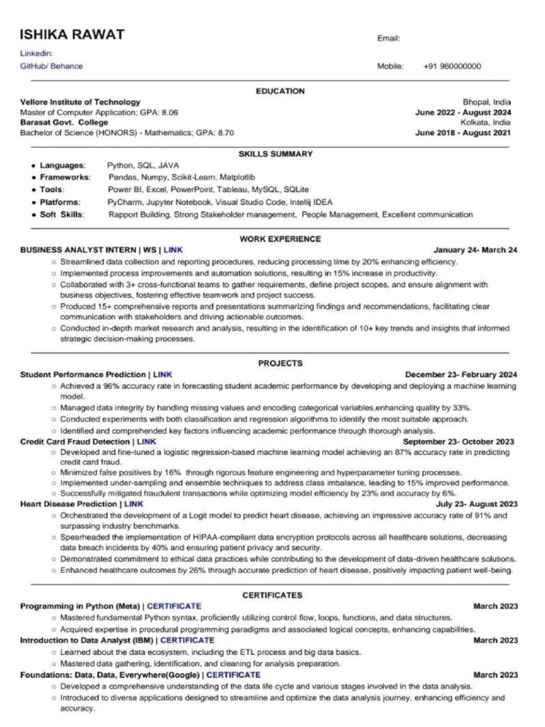 Resume Ishika Rawat Best Quality | PDF