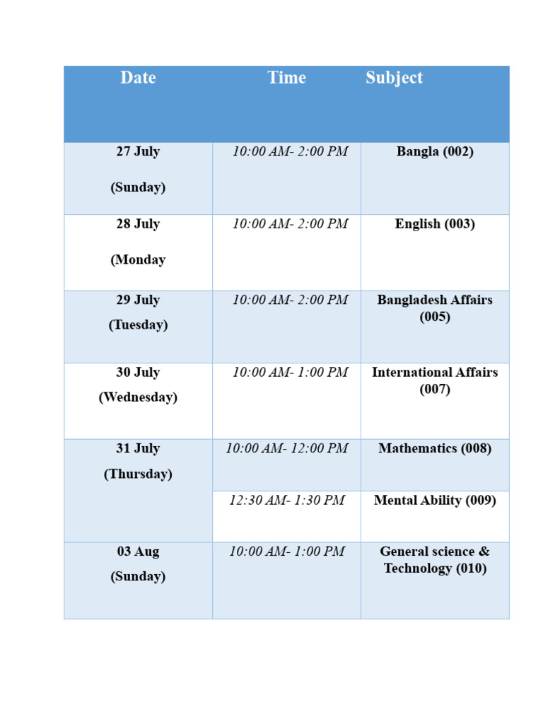46 BCS Written Routine | PDF