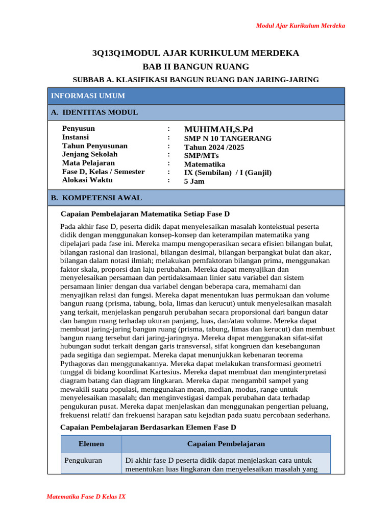 MA Bab 2 Bangun Ruang | PDF