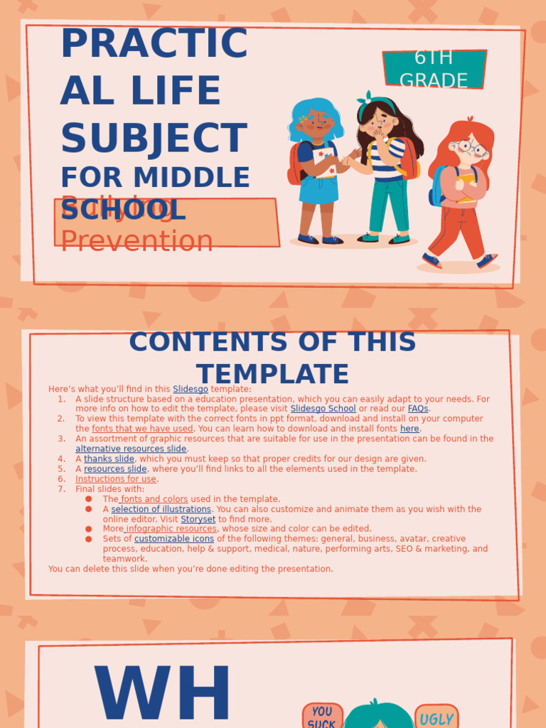 Practical Life Subject For Middle School - 6th Grade - Bullying ...