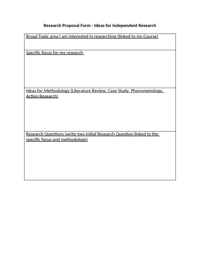 Research Proposal Form | PDF