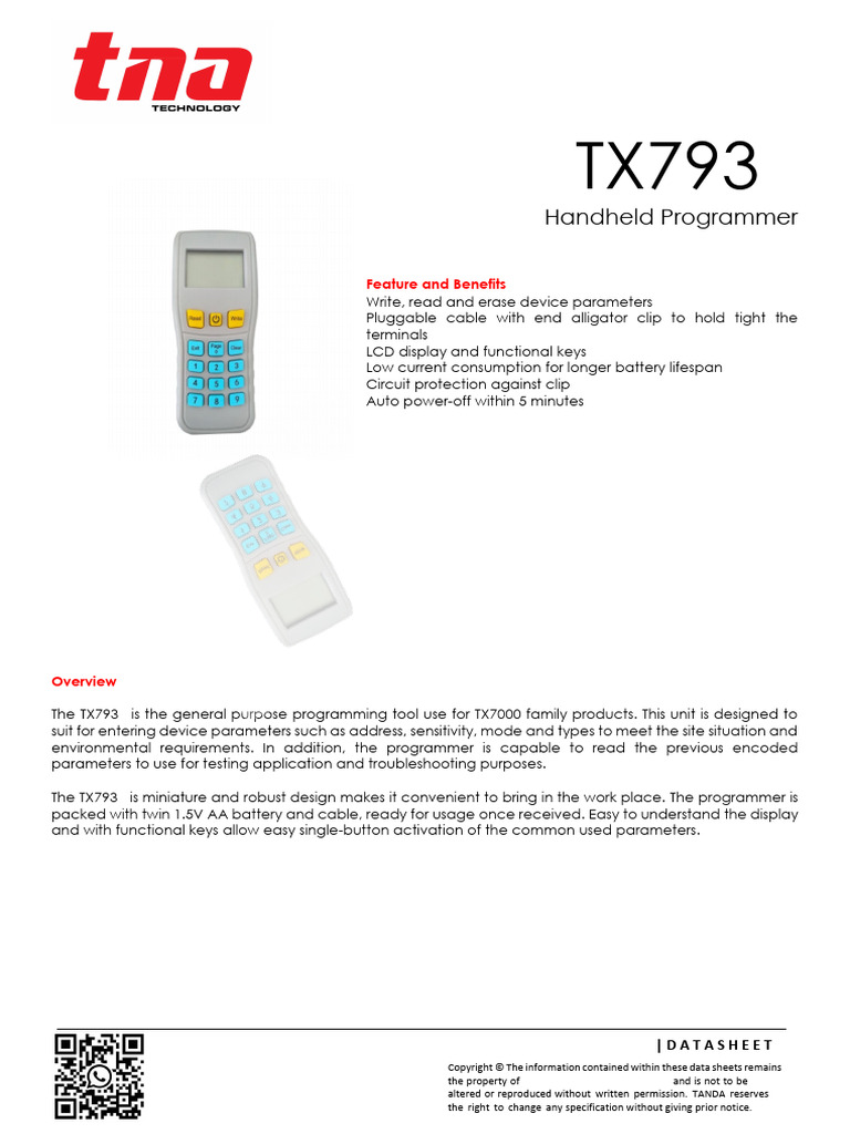 TX7932 - Handheld Programmer - DS001 - V1.10828 | PDF | Electrical ...