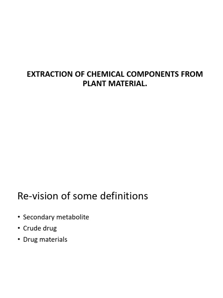 Extraction of Chemical Compounds From Plant Materials | PDF ...