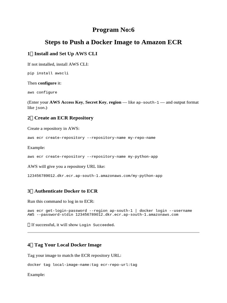 Docker Image To ECR | PDF