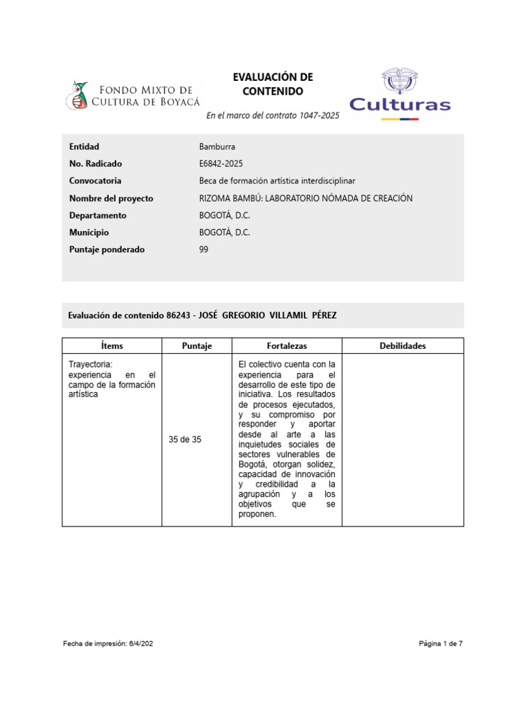 Evaluación del Proyecto RIZOMA BAMBÚ | PDF | Sustentabilidad | Bogotá