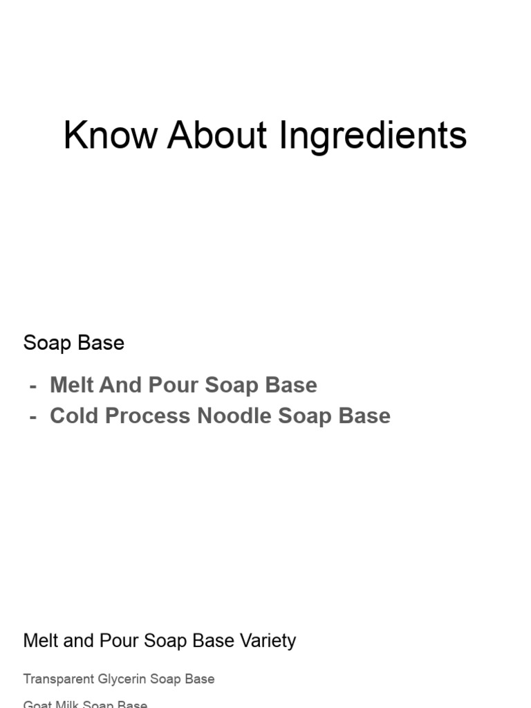 Essential Guide to Soap Base Ingredients | PDF