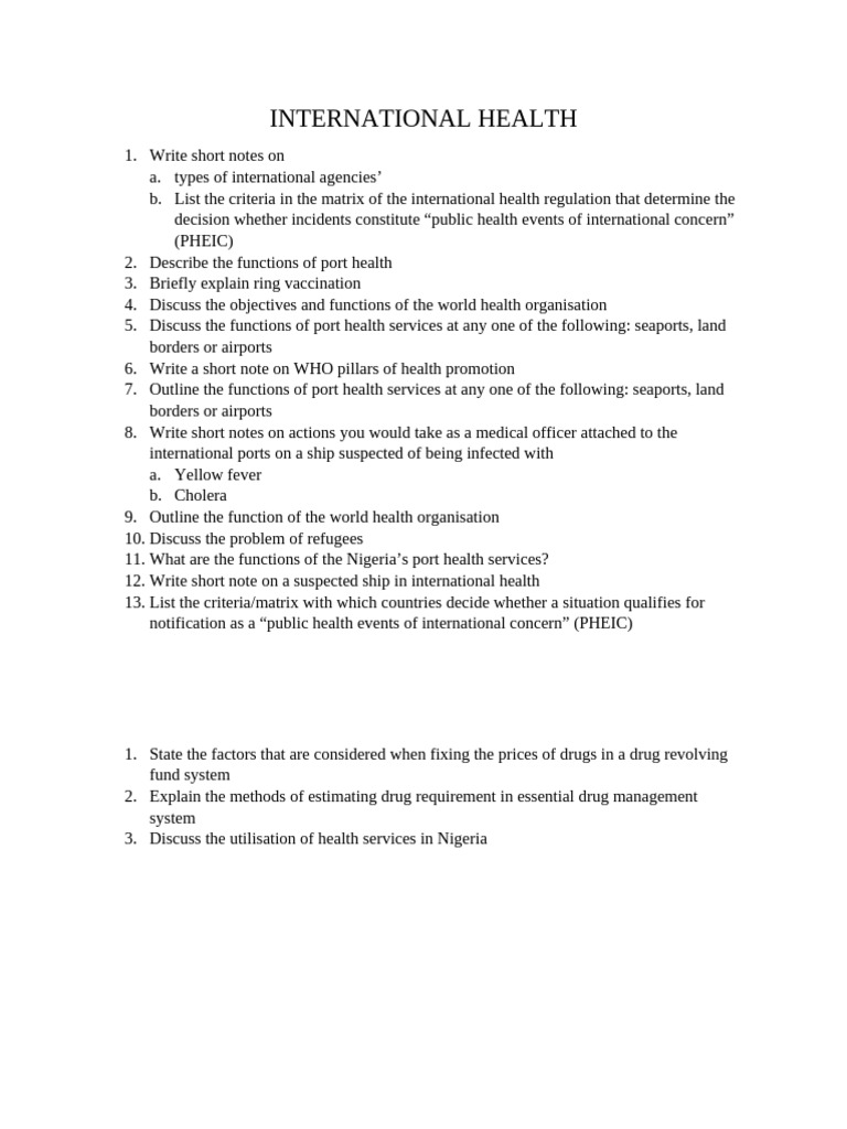 Functions of Port Health Services | PDF