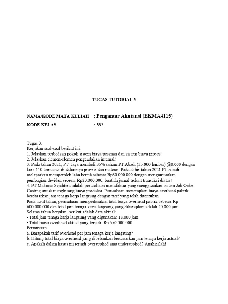 Tugas 2 Pengantar Akuntansi | PDF