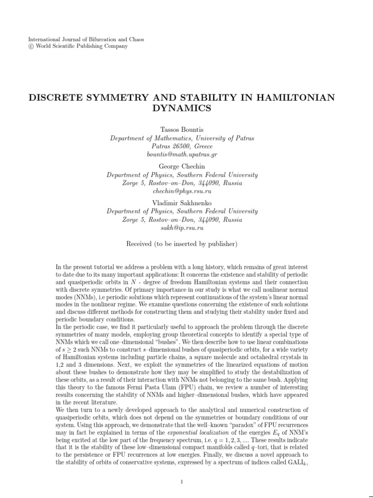 Discrete Symmetry and Stability in Hamil | PDF | Group (Mathematics ...
