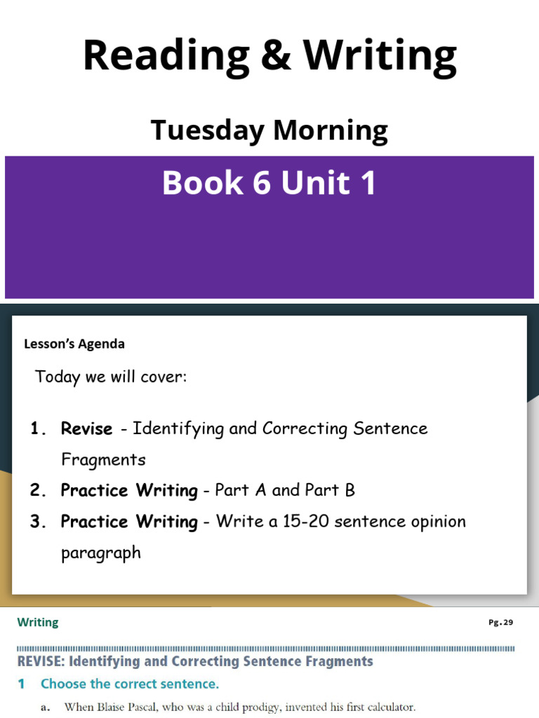 404-B6-U1 Day 3 (Tuesday) in-PERSON Reading & Writing | PDF | Adjective | Verb